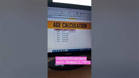 Age Calculation In Ms Excel Windows Tallyprimetipsandtricks Exceltips Youtube