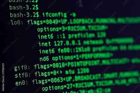 Unix Bash Shell Green Color On Black Background Stock Foto Adobe Stock