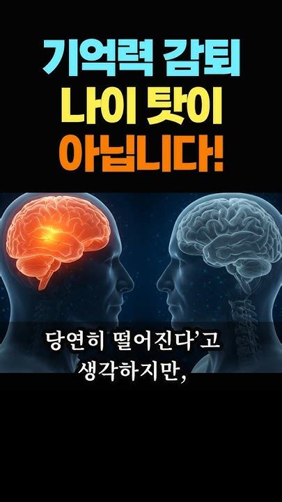기억력 감퇴 나이 탓이 아닙니다 Youtube
