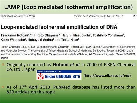 Lamp Loop Mediated Isothermal Amplification Pptx