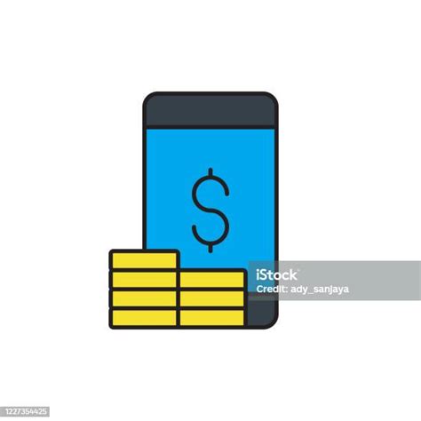 흰색 배경에 격리 된 모바일 결제 벡터 아이콘 기호 트랜잭션 Brand Name Mobile Payment에 대한 스톡 벡터