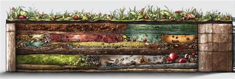 Compost Bin Cross Section Showing Animated Layers Of Decomposition With