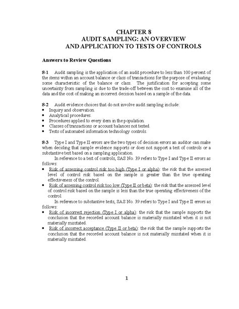 Chapter 8 Audit Sampling CHAPTER 8 AUDIT SAMPLING AN OVERVIEW AND APPLICATION TO TESTS OF