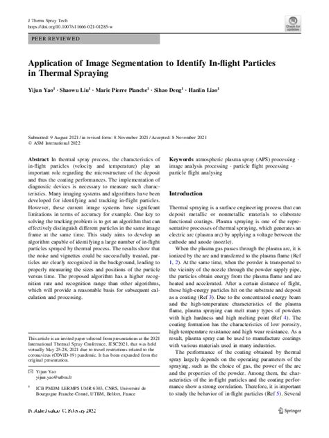 pdf application of image segmentation to identify in flight particles