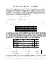 Understanding Net Present Value Analysis In Financial Decision Course Hero