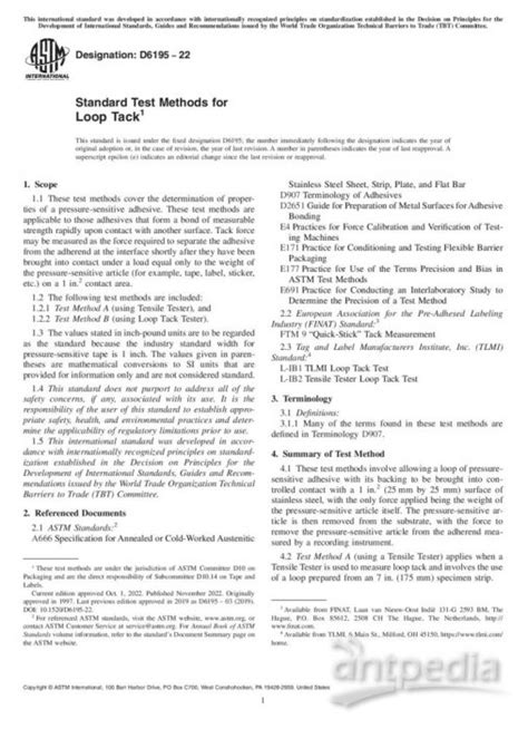 ASTM D6195 22 线圈粘性的标准试验方法 标准