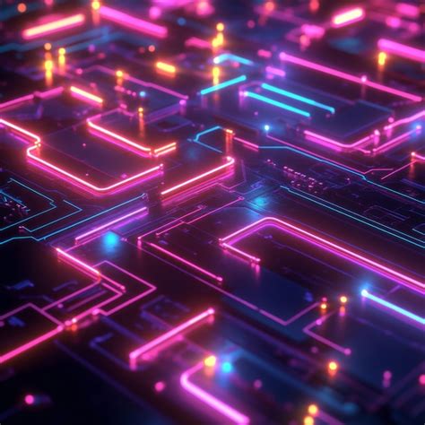 Futuristic Background With Glowing Digital Circuitry Premium Ai Generated Image