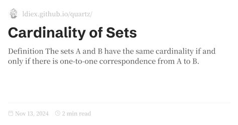Cardinality Of Sets