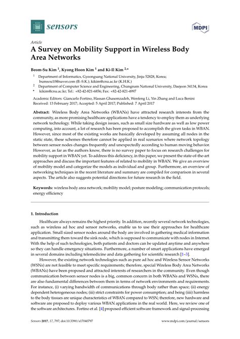 Pdf A Survey On Mobility Support In Wireless Body Area Networks