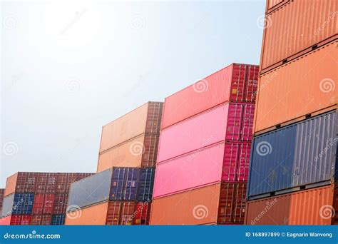Stack Container In The Port Concepts Of Import And Export Stock Image