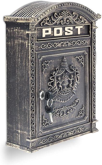 Relaxdays Antique Letterbox 44 5 X 31 X 9 5 Cm English Style Wall Mount Mailbox Cast Aluminum
