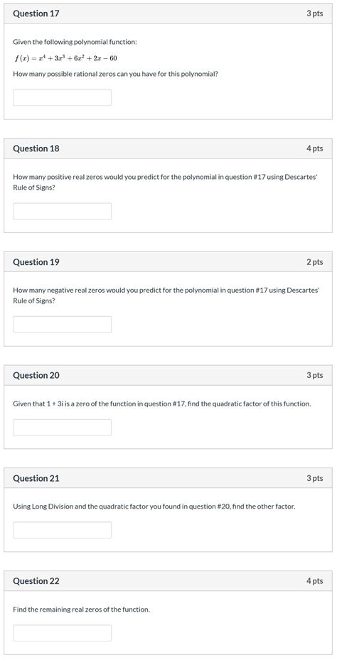 Solved Question Pts Given The Following Polynomial Chegg