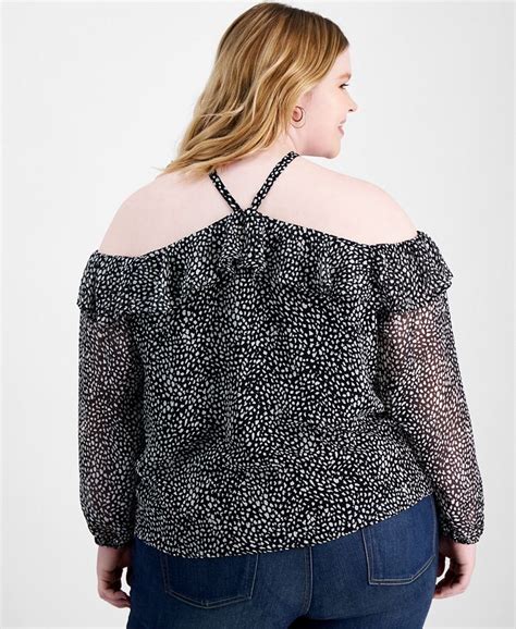 Inc International Concepts Plus Size Cold Shoulder Rosette Top
