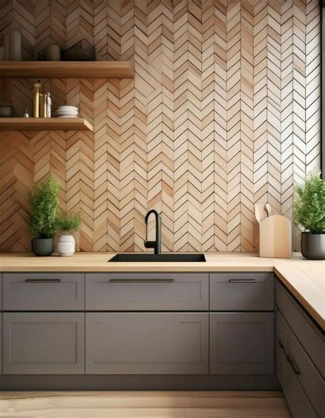 Herringbone Pattern Backsplash
