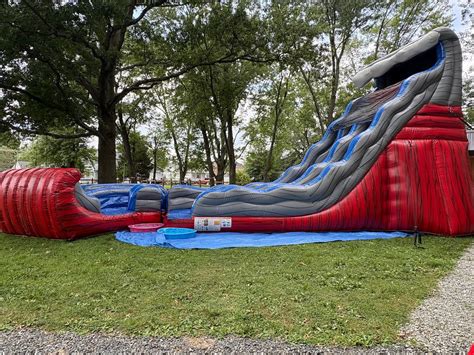 Tent Rental Water Slide And Yard Games For Backyard Party In White