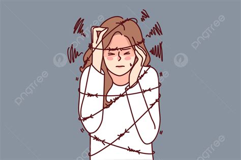 팽팽한 밧줄에 묶인 불행한 여성은 정신적 또는 심리적 문제를 겪는다 바이폴라 병이 극단 Png 일러스트 및 벡터 에 대한 무료 다운로드 Pngtree