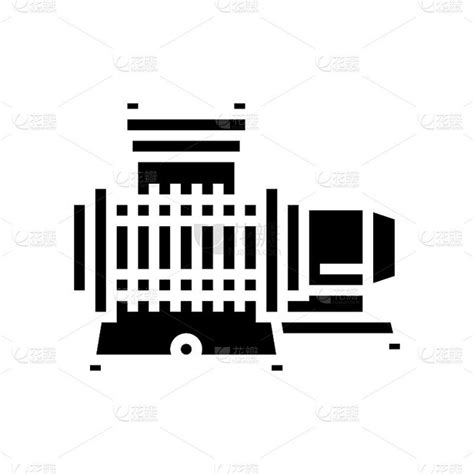 膜压缩机符号图标矢量插图平坦