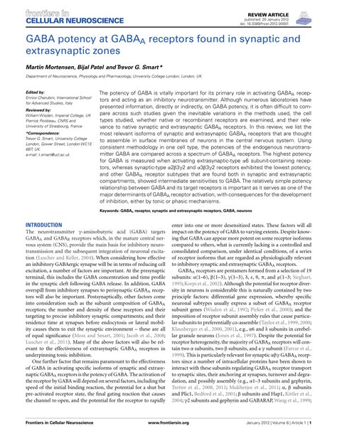 Pdf Gaba Potency At Gabaa Receptors Found In Synaptic And Extrasynaptic Zones