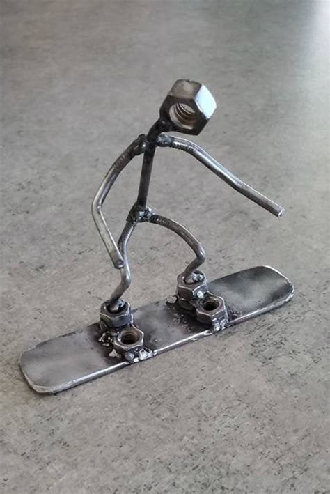 Handmade Welded Metal Snowboarder Figurine Etsy Metal Art Welding