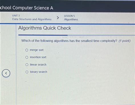Solved Chool Computer Science Aunit 3lesson 5data Structures