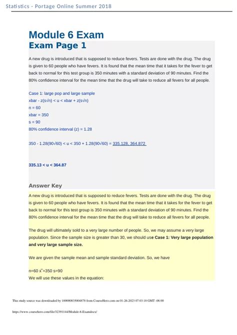 Math 110 Module 6 Exam Statistics Portage Learningmath 110 Module 6 Exam Statistics Portage