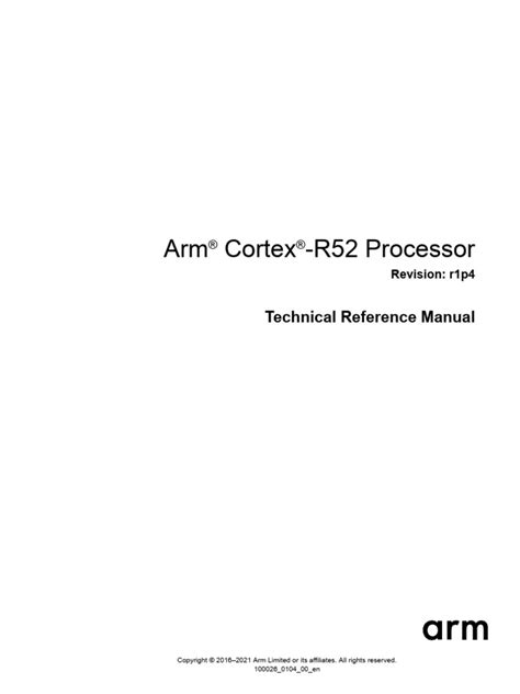 Arm Cortex R52 Processor Trm 100026 0104 00 En Pdf Central