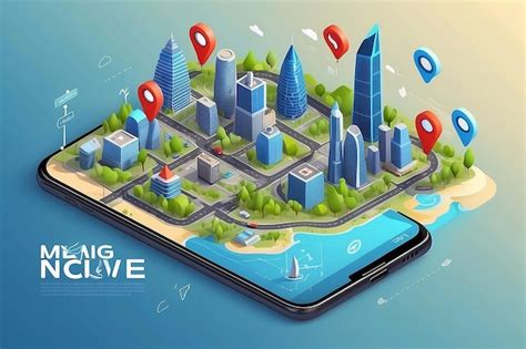 Mobile Maps Navigation And Tracking Concept Isometric City Map App Design Premium Ai Generated