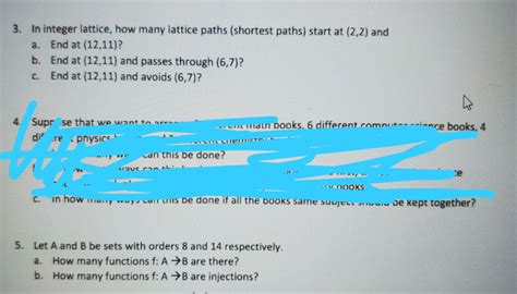Solved 3 In Integer Lattice How Many Lattice Paths