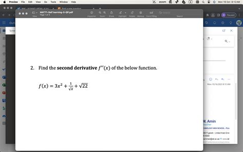 Solved Find The Second Derivative F X Of The Below Chegg