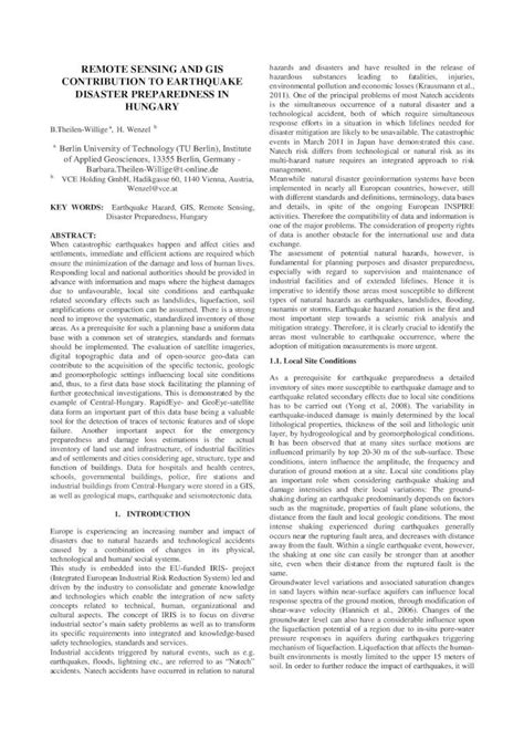 Pdf Remote Sensing And Gis Contribution To Earthquake · Remote