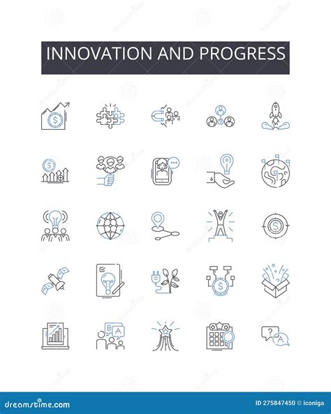 Innovation And Progress Line Icons Collection Improvement Advancement Development