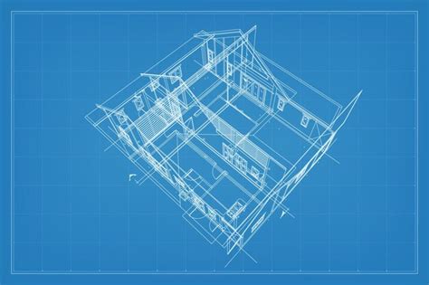 Premium Vector 3d Render Of Building Wireframe Structure Perspective
