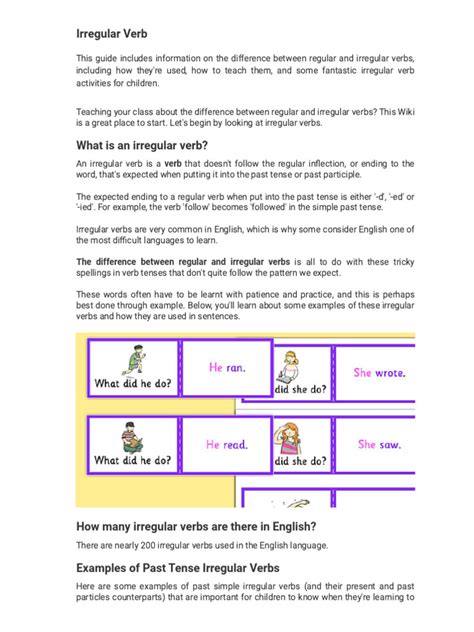Whats The Difference Between Regular And Irregular Verbs Teaching Guide Pdf Verb