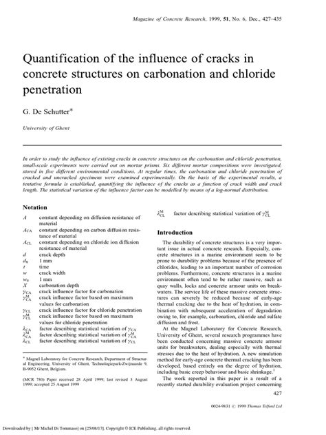 Quantification Of The Influence Of Cracks In Concrete Structures On Carbonation And Chloride