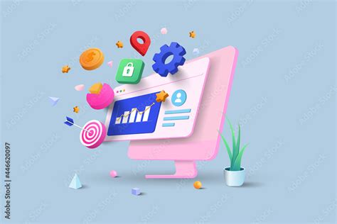 Seo Optimization Web Analytics And Seo Marketing Social Media Concept 3d Vector Illustration