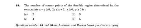 The Number Of Corner Points Of The Feasible Region Determined By The Cons