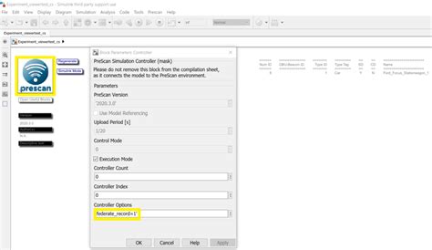 Simulation Record Using Prescan Controller Setting In Simulink
