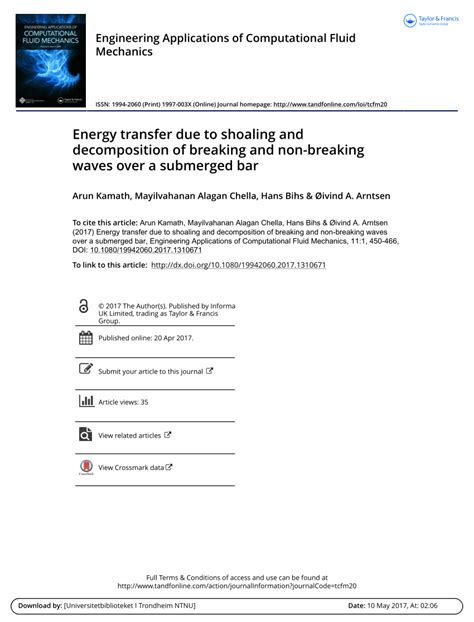 Pdf Energy Transfer Due To Shoaling And Decomposition Of Breaking And