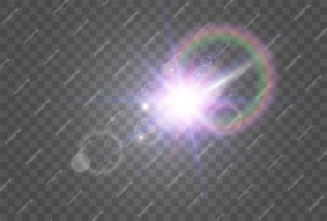 밝고 아름다운 별 투명 배경에 조명 효과의 그림 프리미엄 벡터