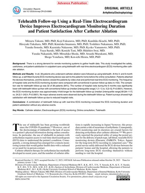 Pdf Telehealth Follow Up Using A Real Time Electrocardiogram Device Improves Electrocardiogram