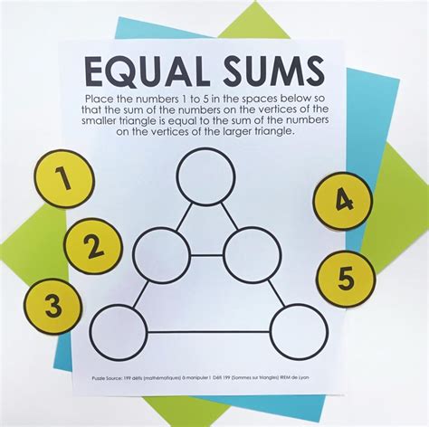 Equal Sums Puzzle Free Printable Pdf