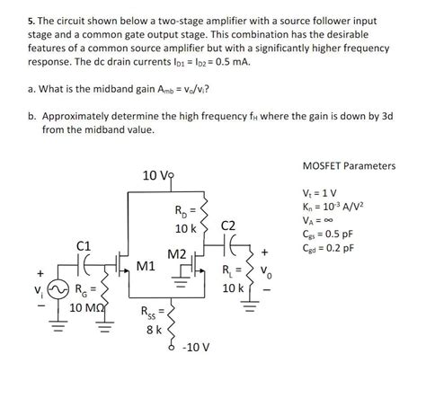 solved 5 the circuit shown below a two stage amplifier with