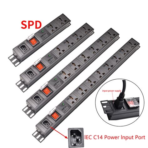 C14 Power Input Pdu Power Distribution Unit 2 12 Position Universal Hole Expansion Anti Surge
