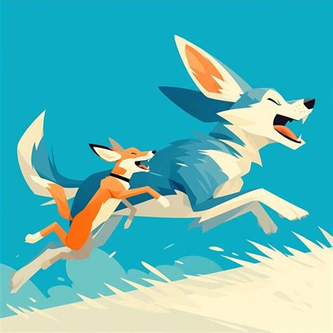 Premium Vector English Foxhound Chasing A Fox