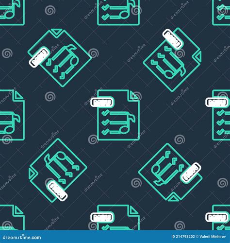 Line M3U File Document Download M3u Button Icon Isolated Seamless Pattern On Black Background