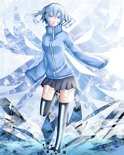 Safebooru 1girl Abstract Background Blue Eyes Blue Hair Enomoto