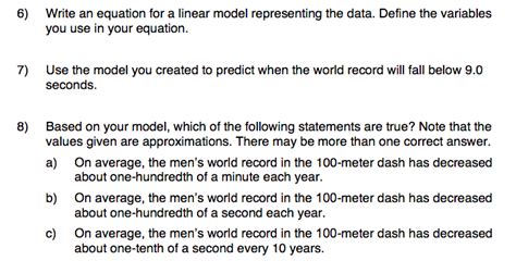 Solved Questions 58 The Table Below Shows The World Record