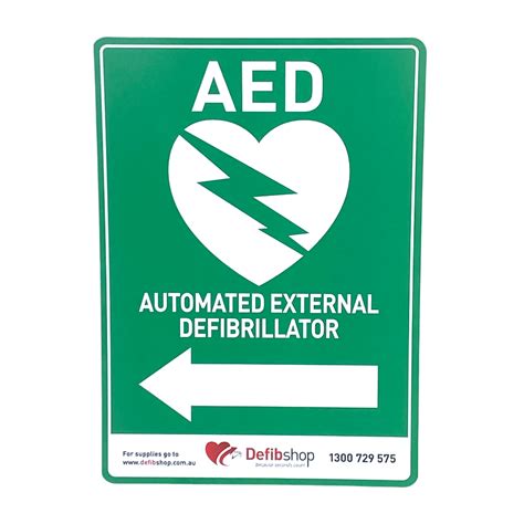 Aed Left Arrow Laminated Sign A4 Defibshop