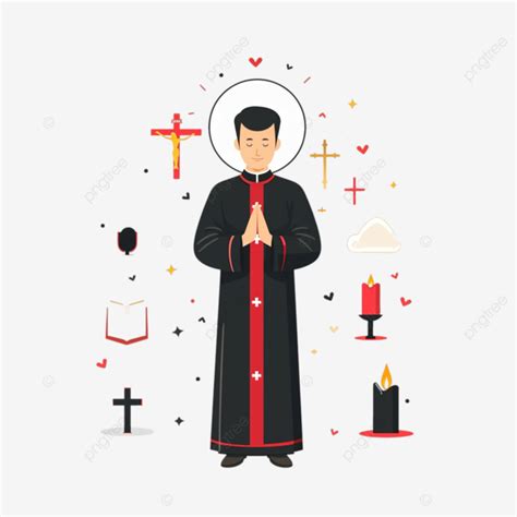 종교적 상징을 가진 가톨릭 신부 플랫 스타일 성직자 종교 교회 Png 일러스트 및 이미지 에 대한 무료 다운로드 Pngtree