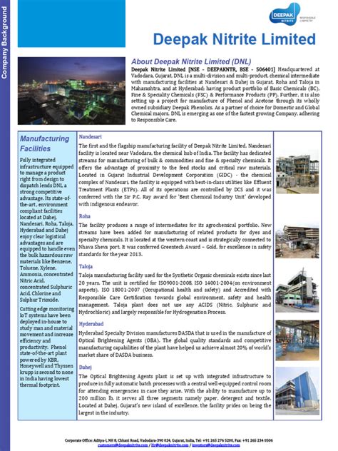 Dnl Backgrounder Pdf Chemical Industry Corporate Social Responsibility Dnl Backgrounder Pdf Chemical Industry Corporate Social Responsibility